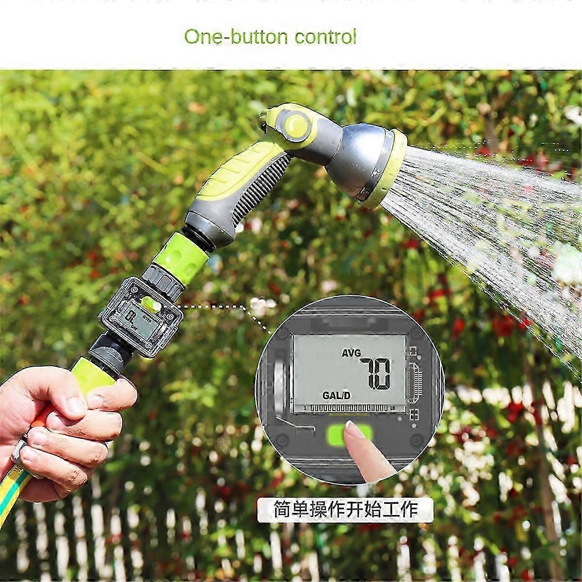 RAINPOINT Digital Water Flow Meter LCD Outdoor Garden Hose Water ...