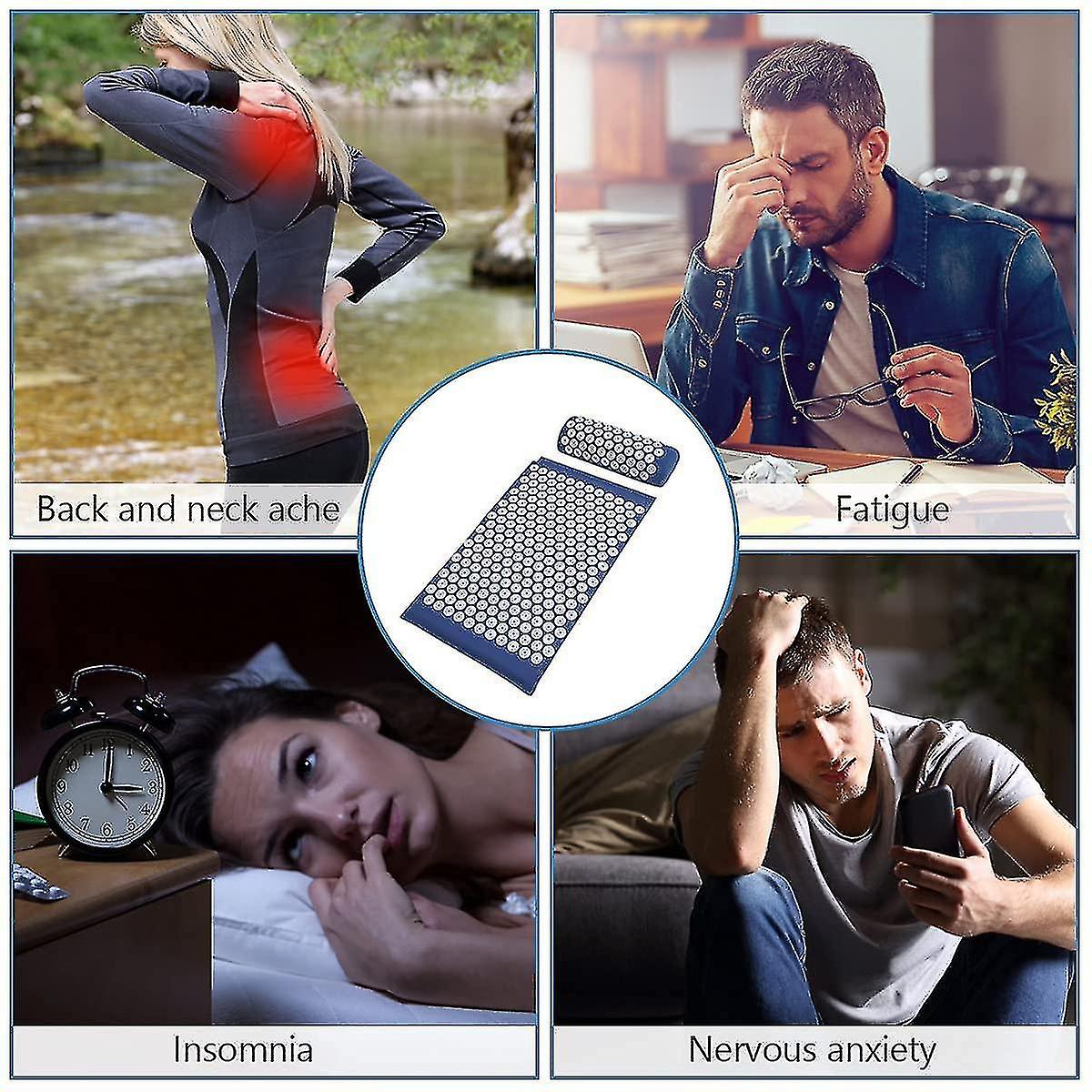 Acupressure Mat And Pillow Set, Relieve Back And Neck Pain Acupuncture ...