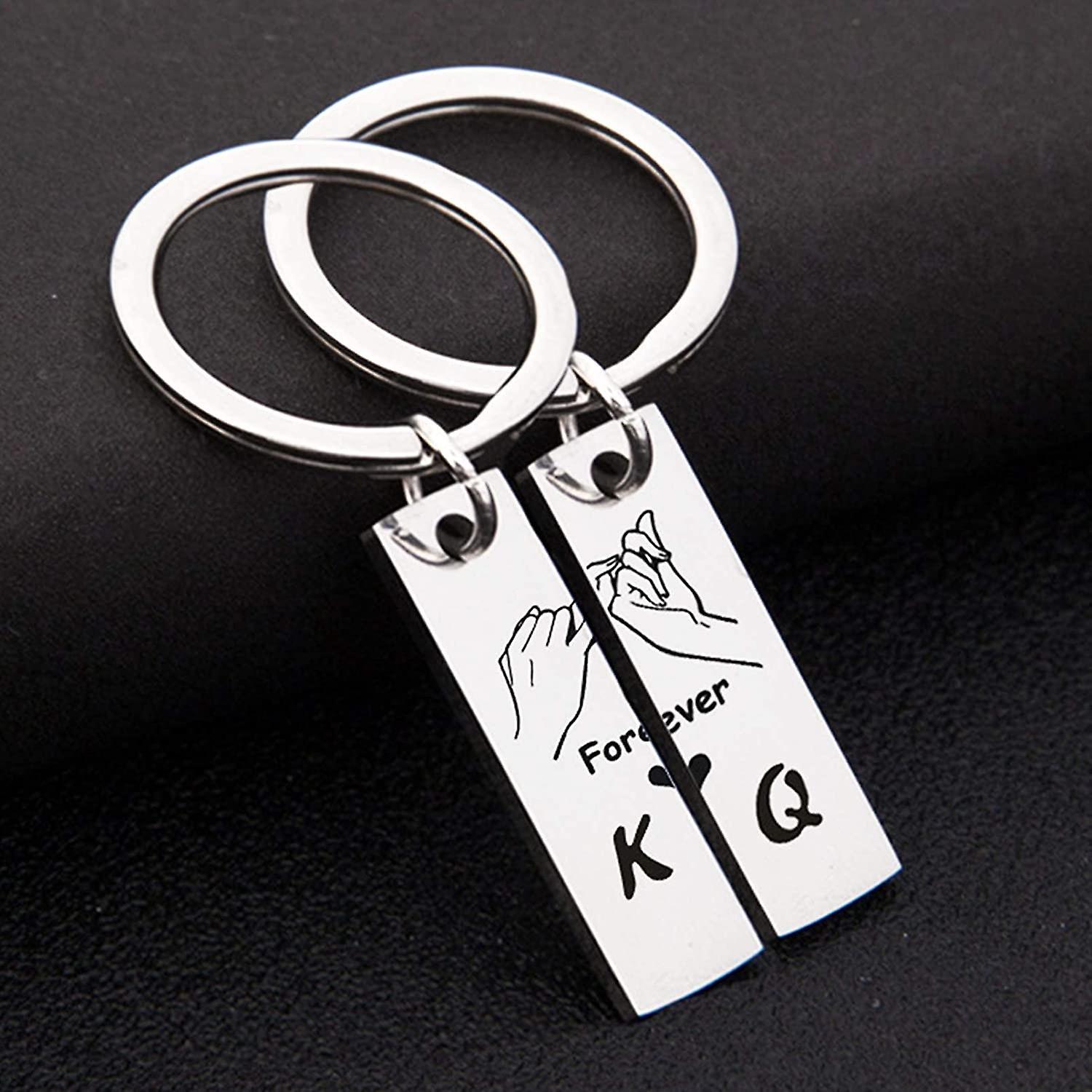 Couples Gift Keychain Cute Mini Matching Promise Key Ring King Queen ...