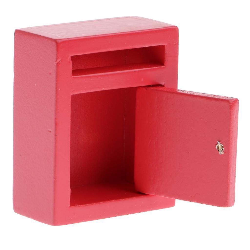 1/12 Dollhouse Miniature Furniture Red Wooden Mailbox Porch Decoration ...
