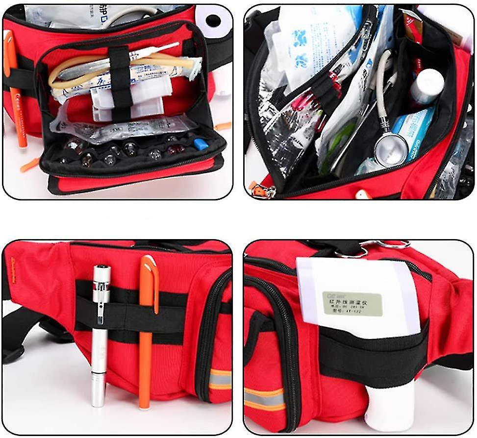 Empty First Aid Bum Bag Pack Multiple Compartments Nursing Organizer ...