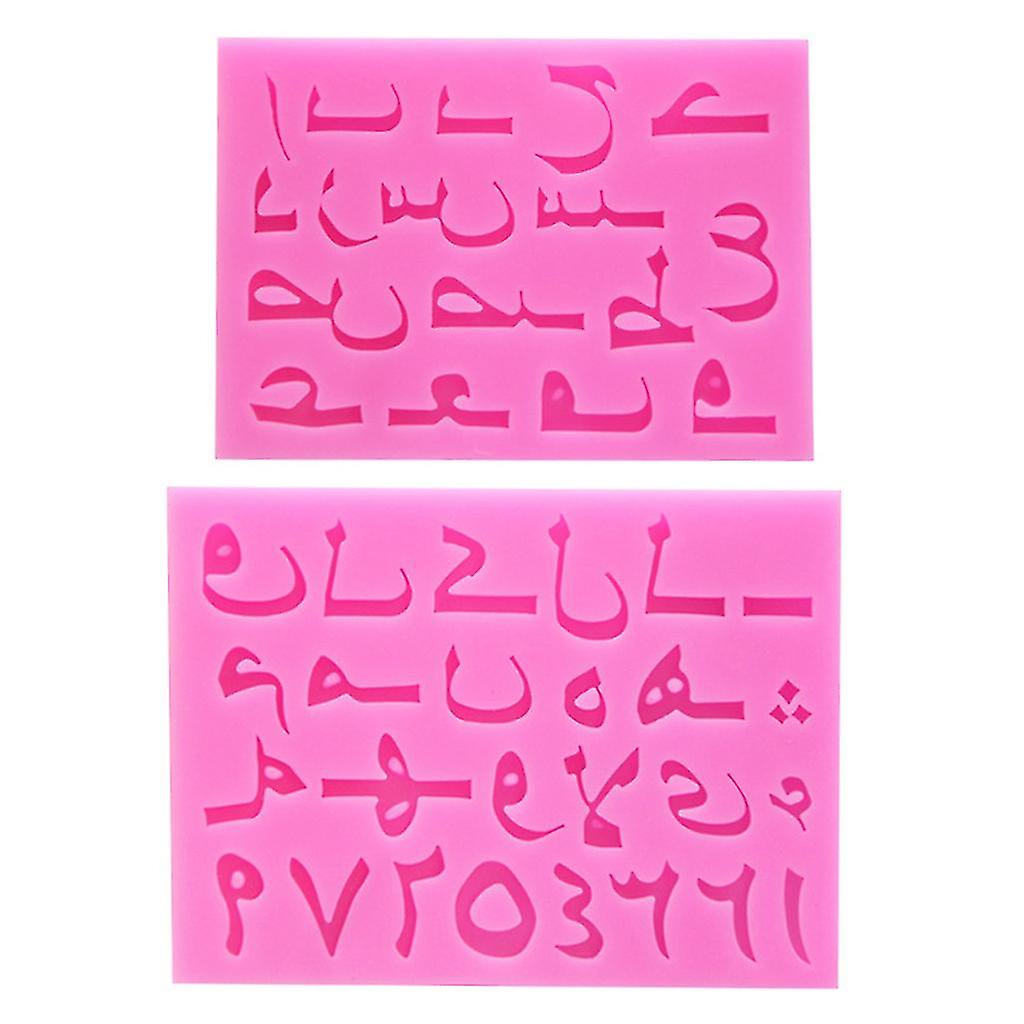 Set Of 2 Silicone Arabic Letters Alphabet Number Mold Letter Diy ...
