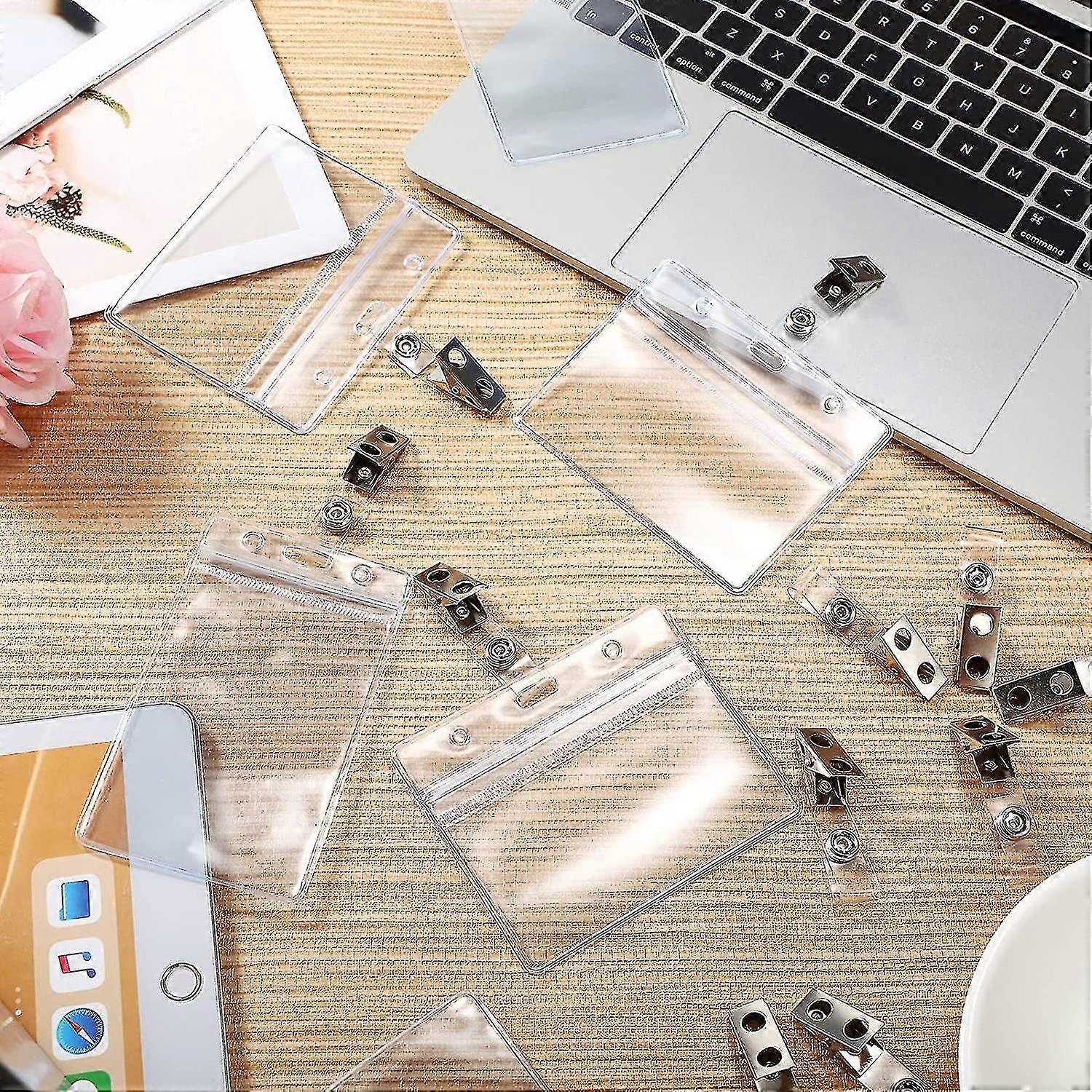 100 Pcs Metal Badge Clips Id Badge Clips Double Hole Badge Clips With ...