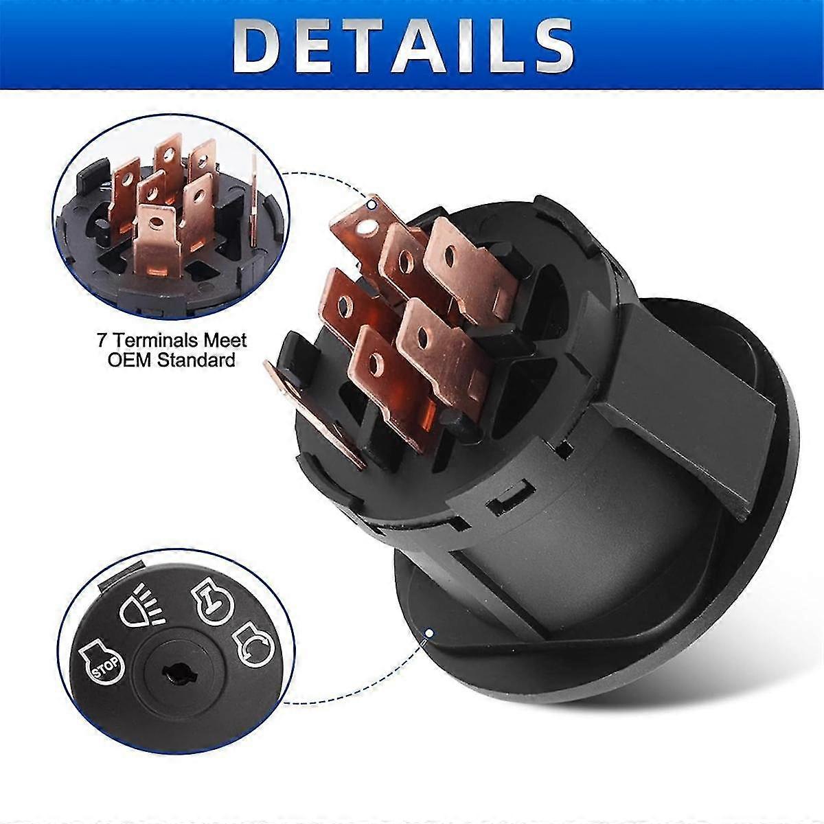 Ignition Switch with Key 7 Terminals Compatible for Deere John Riding ...