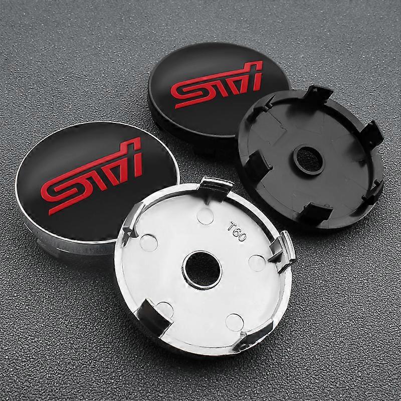 4pcs 60mm Sti Logo Wheel Center Cap Stickers Car Rims Hubcaps Cover ...