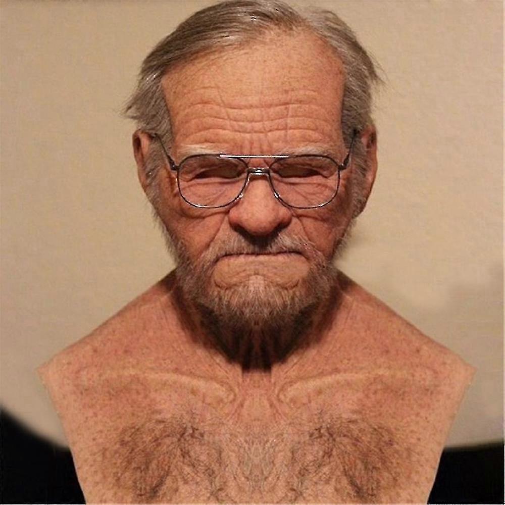 Old Man Face Cover Latex Mask Elderly Masquerade Halloween Cosplay ...
