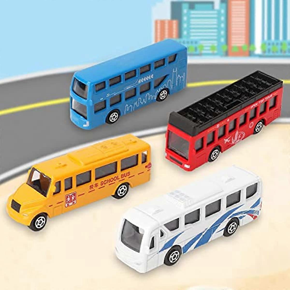 4PCS 1:87 Scale Miniature Bus Toy Vehicles Pull Back Bus Model Toys ...