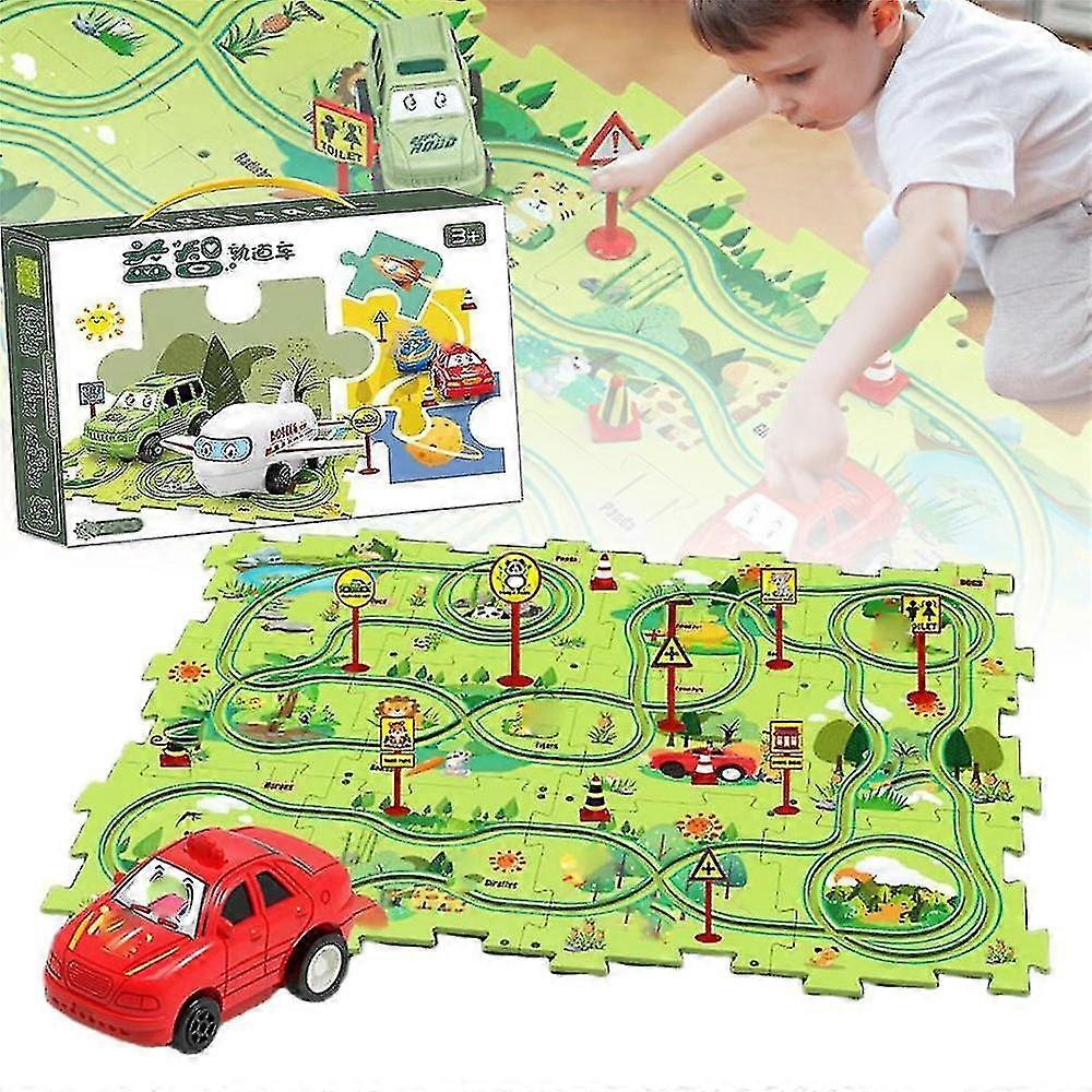 Children Educational Puzzle Track Car Play Set - Diy Puzzle Tracks With ...