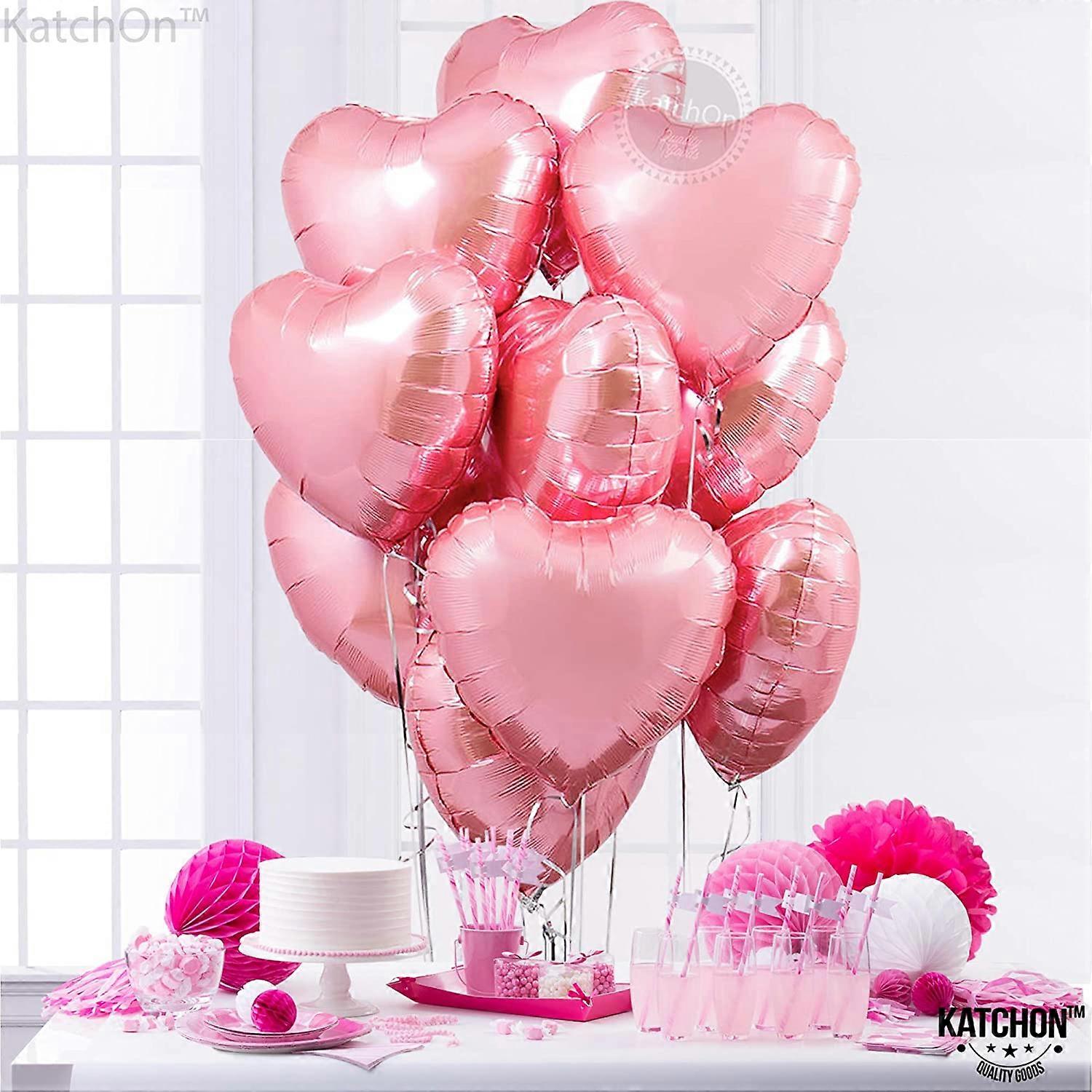 Large Pink Heart Balloons For Party - Big 18 Inch Heart Balloons Foil ...