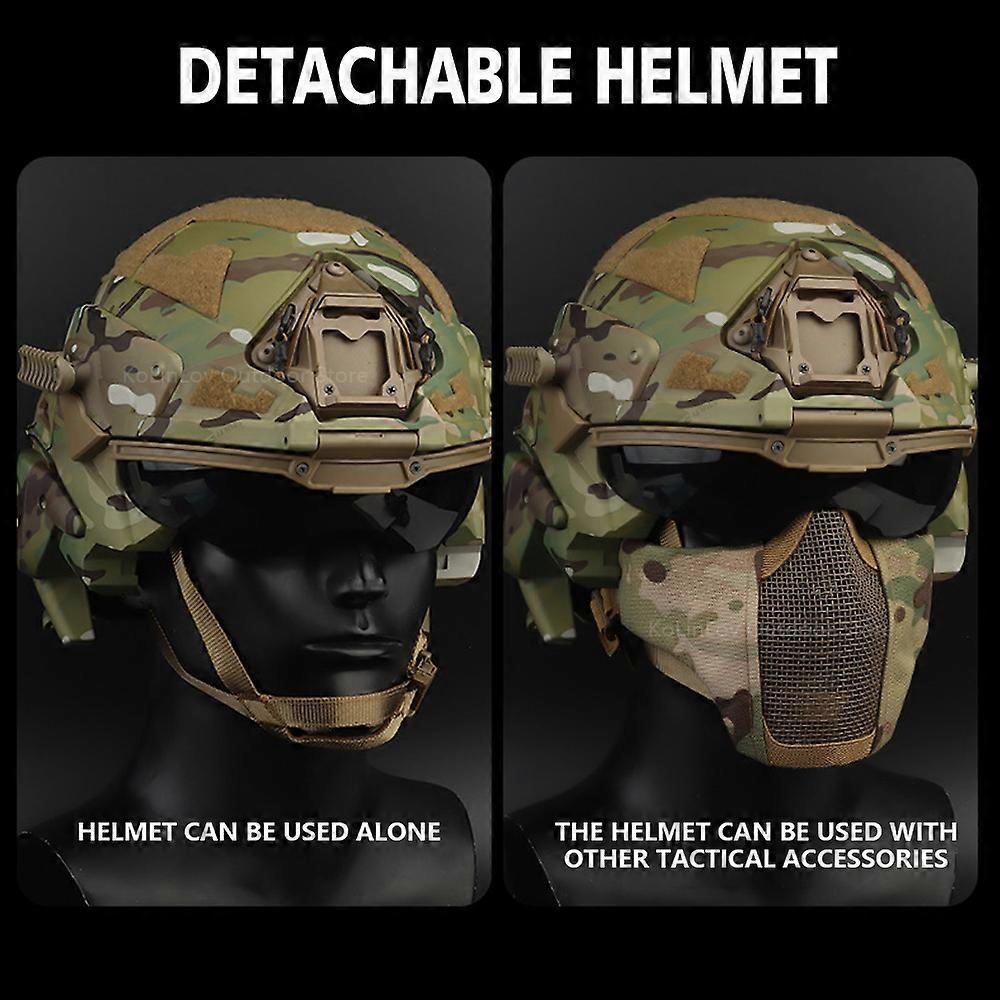 Military Helmet FAST Helmet Built-in Communication Headset Anti-fog Fan ...
