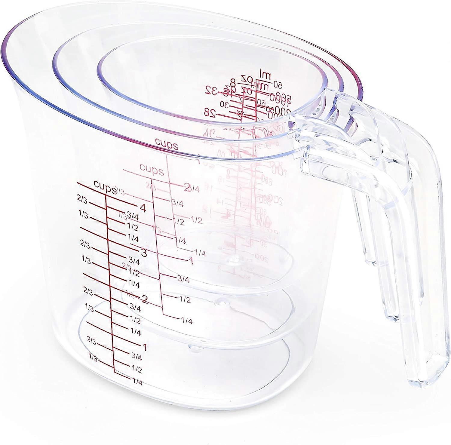 3-Piece Measuring Cups Set, Plastic Measuring Cup Plug-in Nesting ...