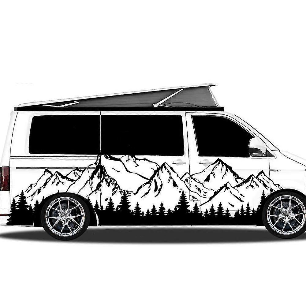 Grote Panorama Mountain Forest Tree Camper camper auto sticker sticker ...