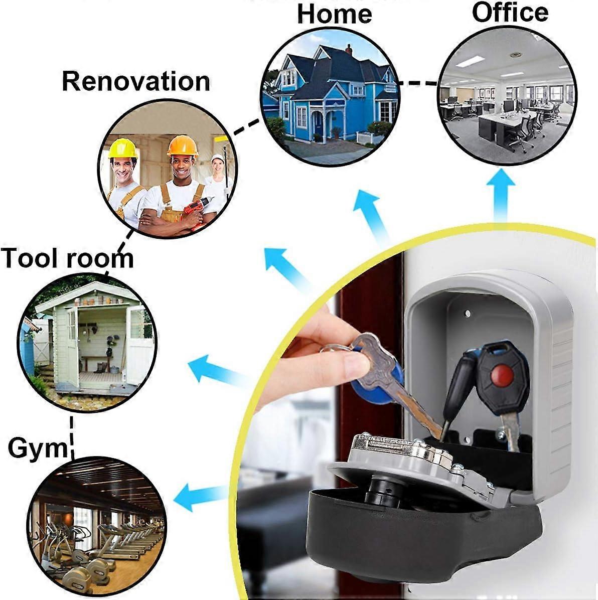 Secure Large Key Box with Code & Emergency Keys, Wall-Mounted Key Box ...