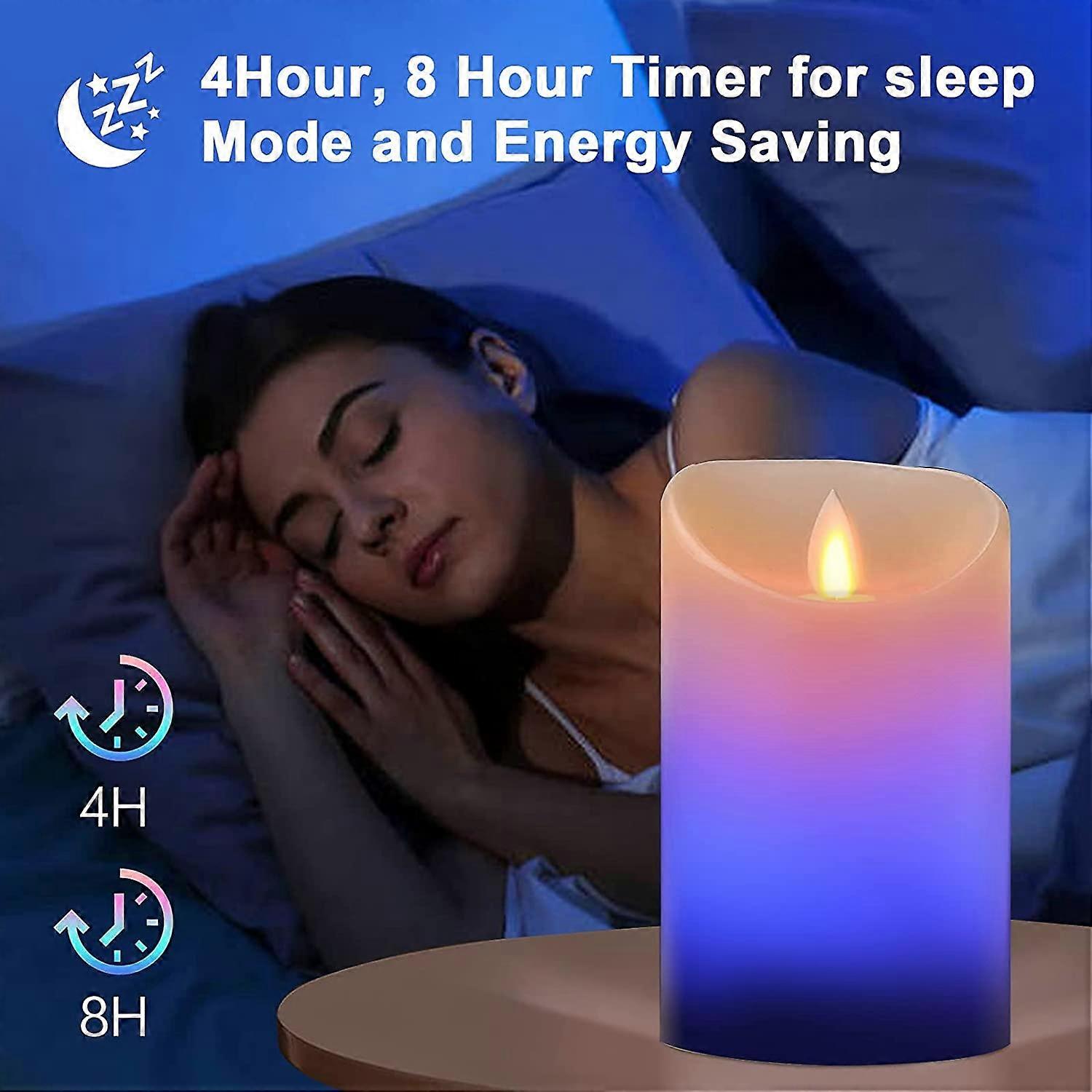 Flameless LED Candles, 3 Pack Warm White + RGB Real Wax Electric ...