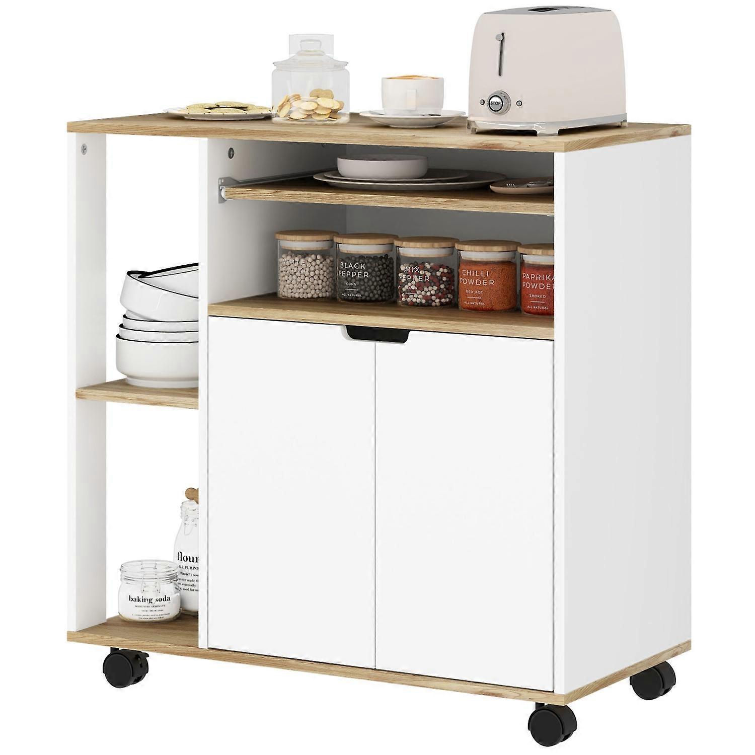 Kitchen trolley serving trolley with cabinets, sliding and adjustable ...