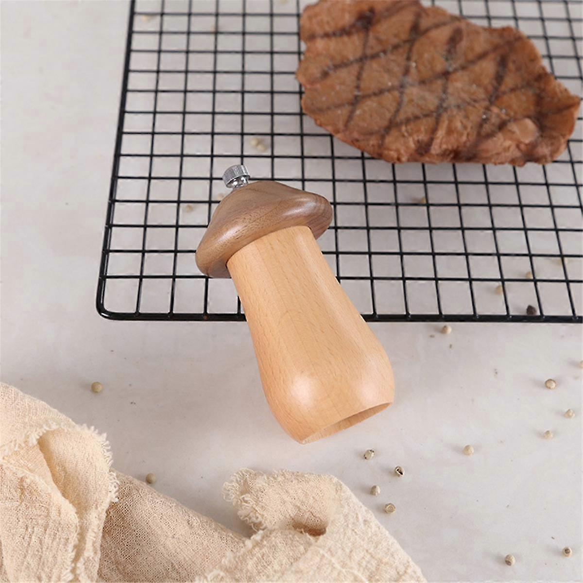 Pepper Grinder Solid Wood Cute Mushroom Shape Wooden Grinder Kitchen ...