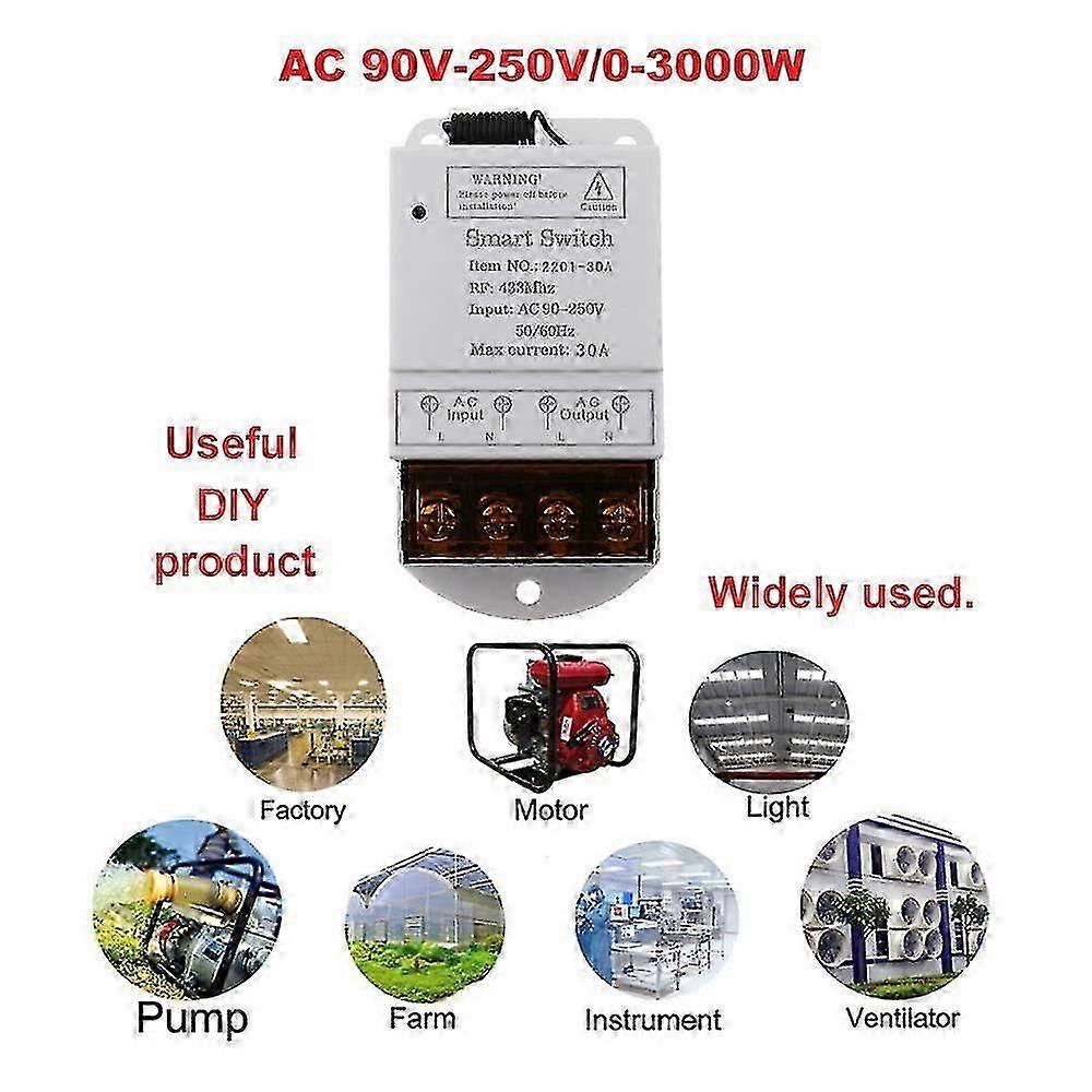 433mhz Wireless Remote Switch Ac 110v/120v/220v/ 30a 1ch Relay Rf ...