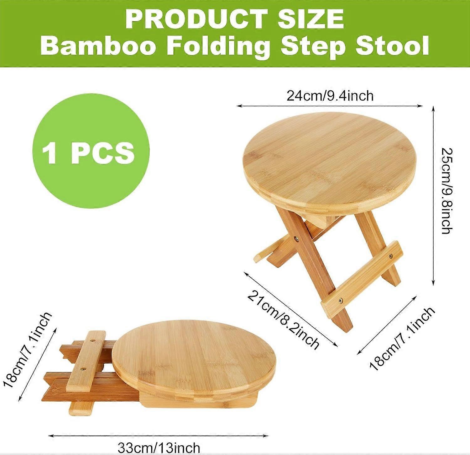 Bamboo Folding Step Stool 9 Inch High Natural Bamboo Shower Bench Stool ...