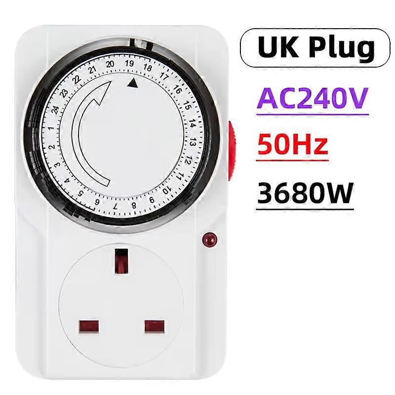 24 Hour Cyclic Timer Switch EU/com/UK Plug Timing Socket Programmable Mechanical Timer Auto ...