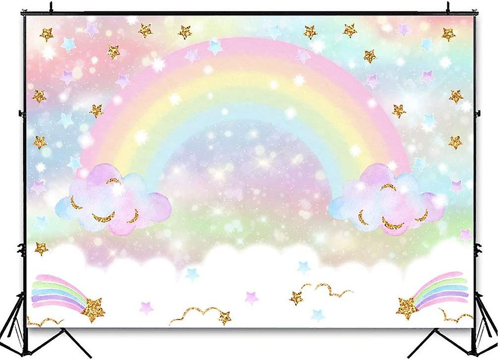 Rainbow Backdrop For Girls Birthday Party 7x5ft Glitter Star Rainbow ...