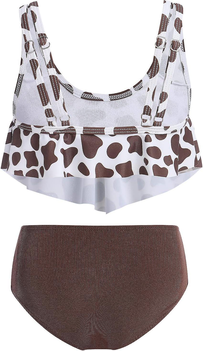 Girls Sunflower Two Piece Bikini Swimsuit Ruffle Flounce Crop Top High ...