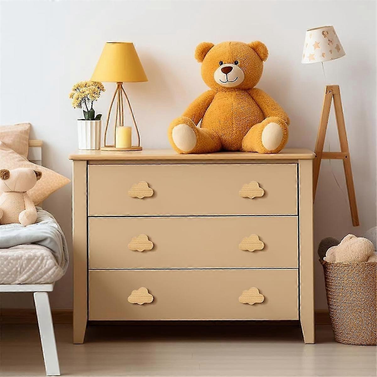 Boho Dresser Knobs- 12 Pack Durable Beech Wood Drawer Knobs Cloud-Shaped Wooden Dresser Pulls ...