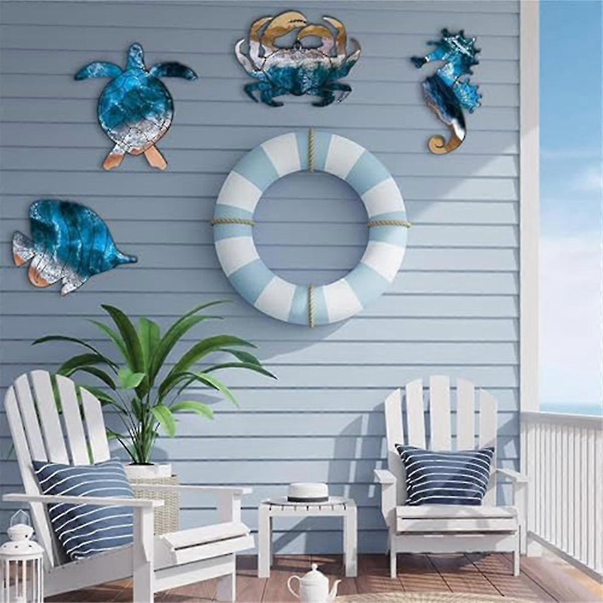 Wall Sculptures Metal Outdoor Wall Art Decor, Beach Pool Sea Decor ...