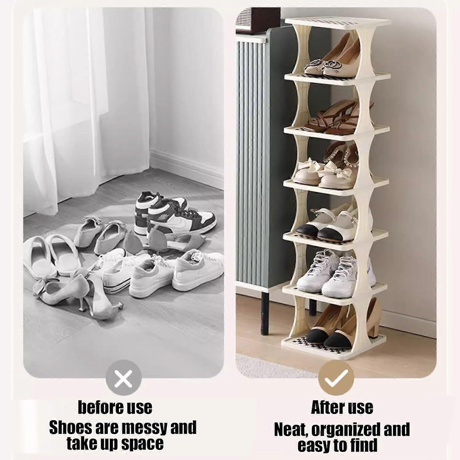 Foldable Shoe Rack for Small Spaces, Stackable Shoe Rack for Entryway ...