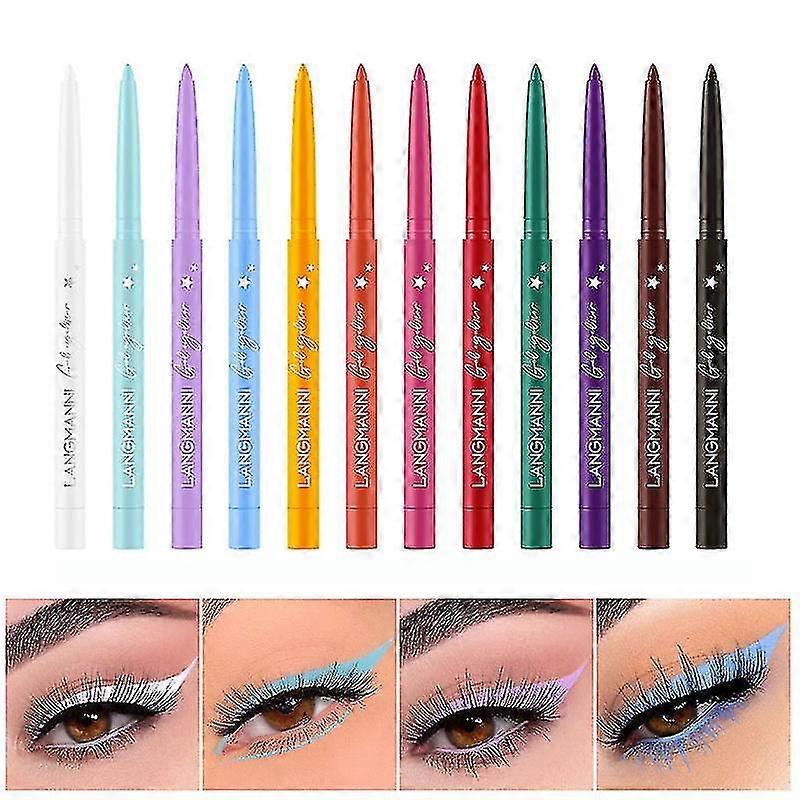 12 Color Eyeliner Set Matte Eyeliner Pencil Waterproof Colorful Liquid ...