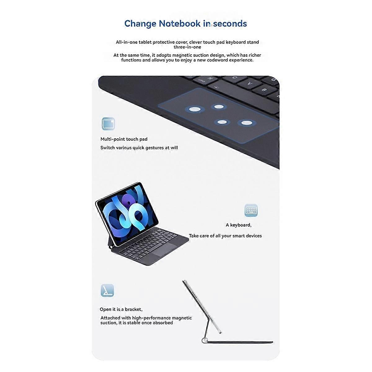 Magic Keyboard for Pro 11(2024) , Smart Magnetic Case Keypad White ...