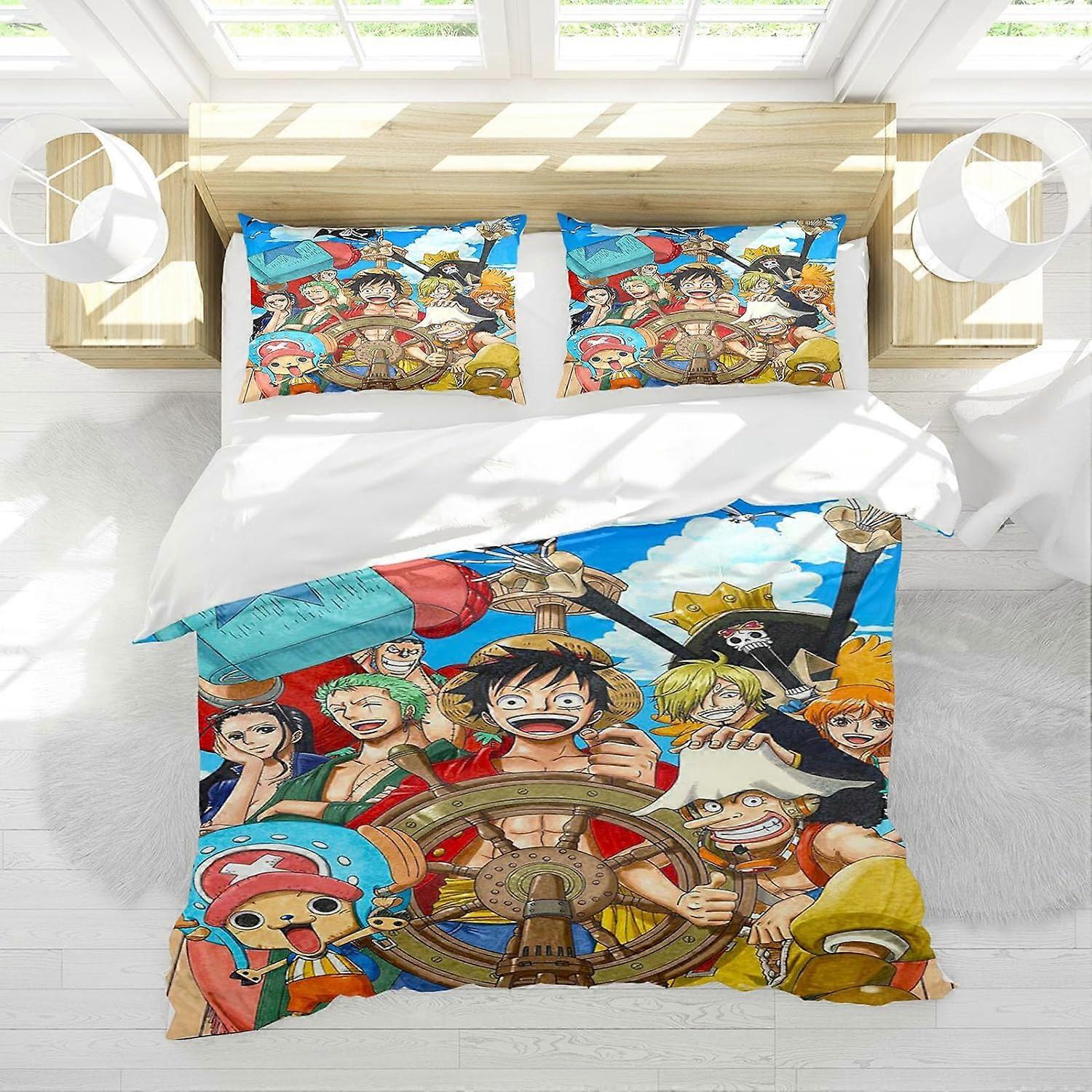 One Piece Anime Bedding Set Luffy Zoro Bedding Set for Teens Cartoon ...