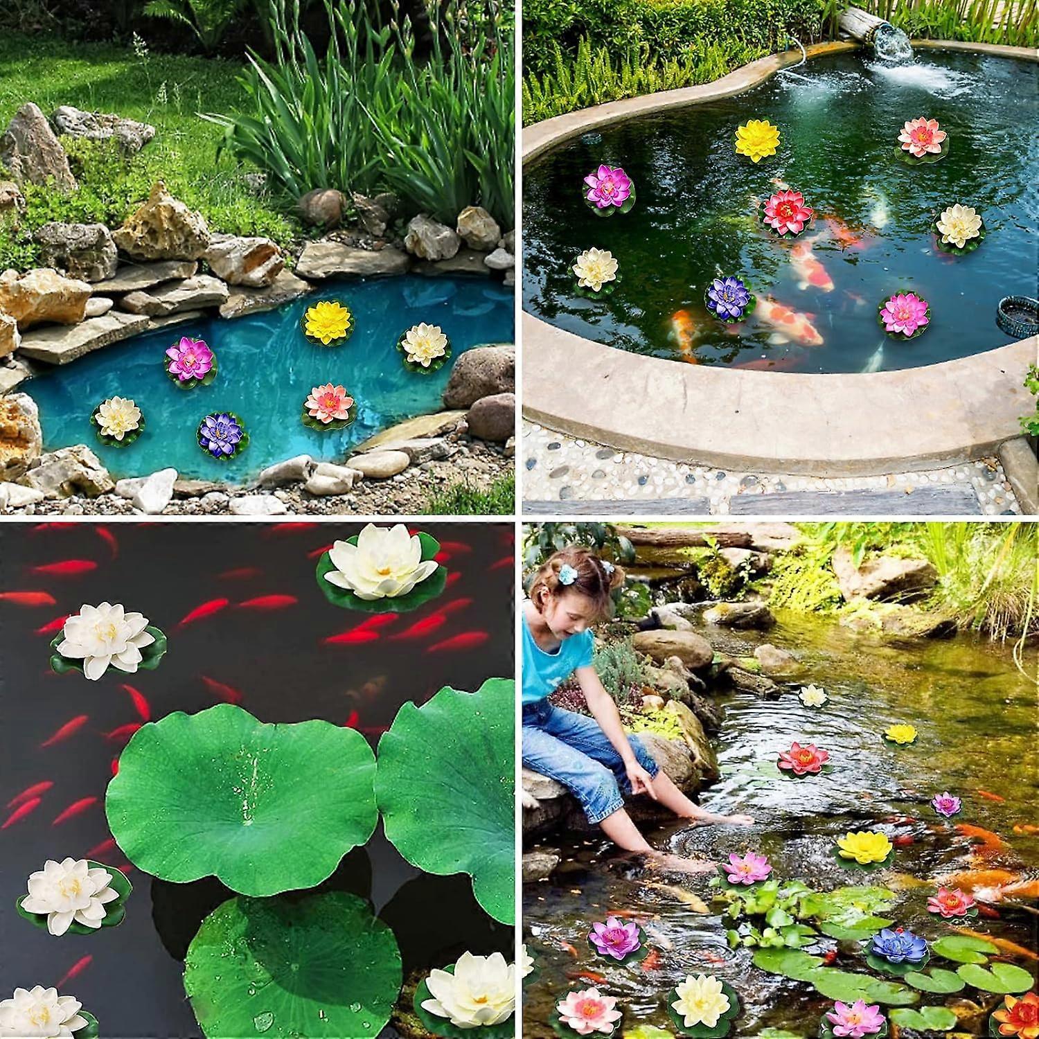 6 Pack Floating Flowers, Water Lily Lotus Flower, Artificial Water ...