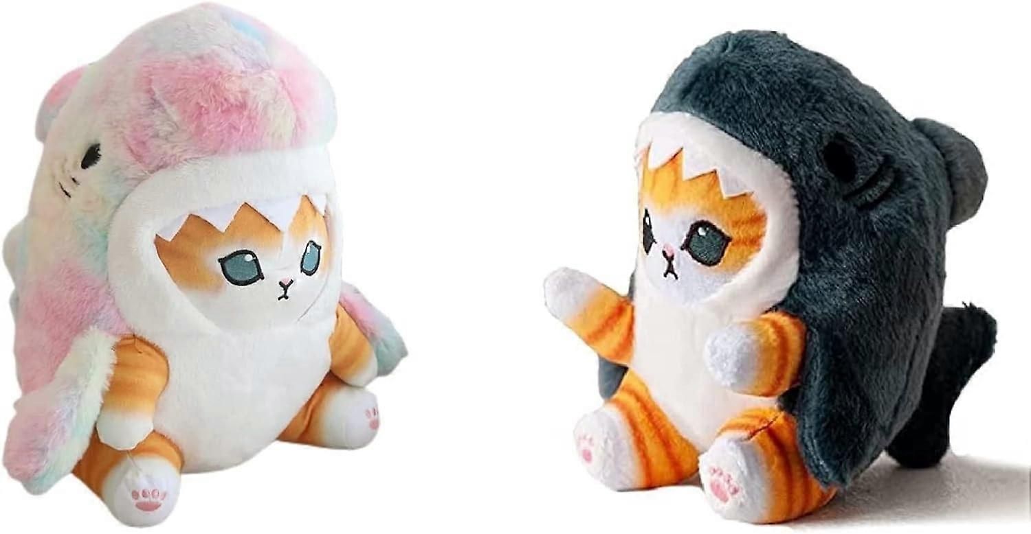 Cute Shark Cat Plush Toy, 8'' Cat Face Shark Stuffed Animal Plushies ...
