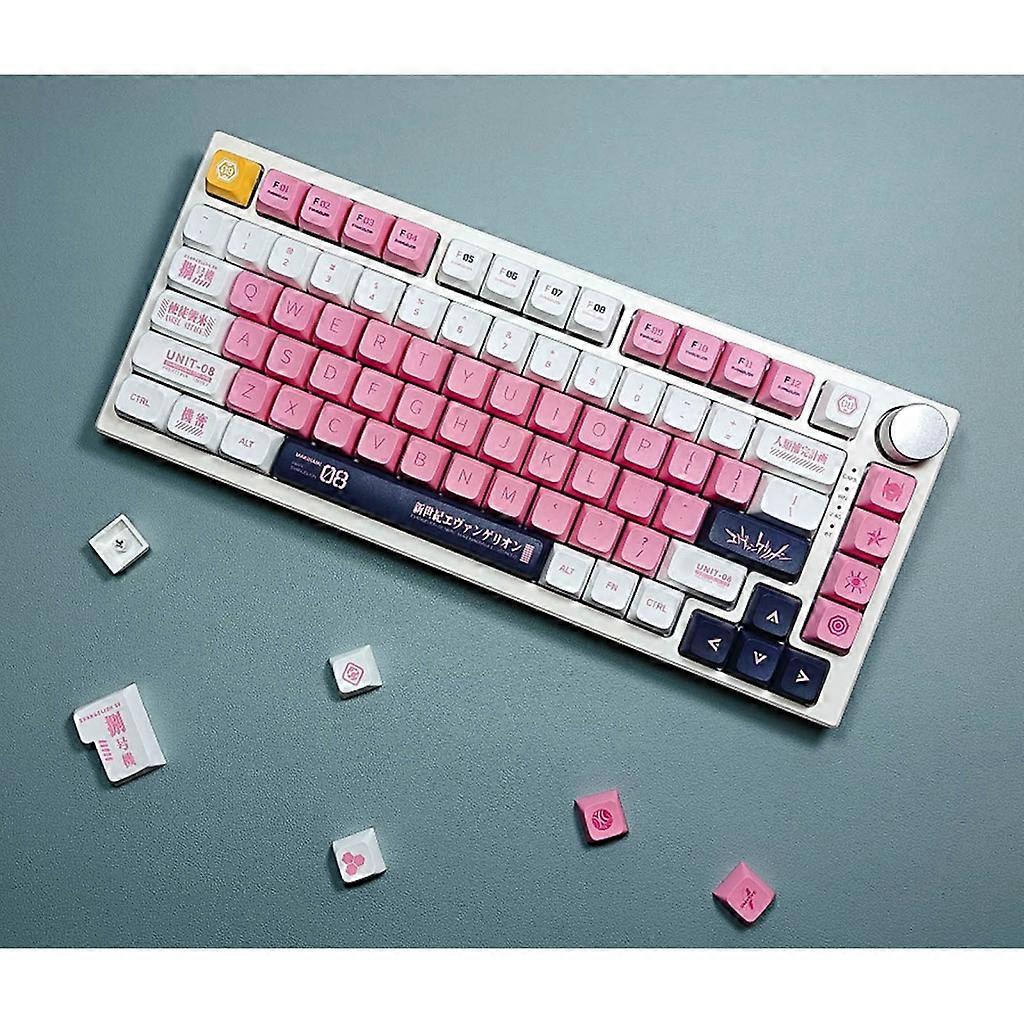 128 Keys EVANGELION-08 Keycaps EVA 08 XDA Profile PBT Dye-Sub Pink ...
