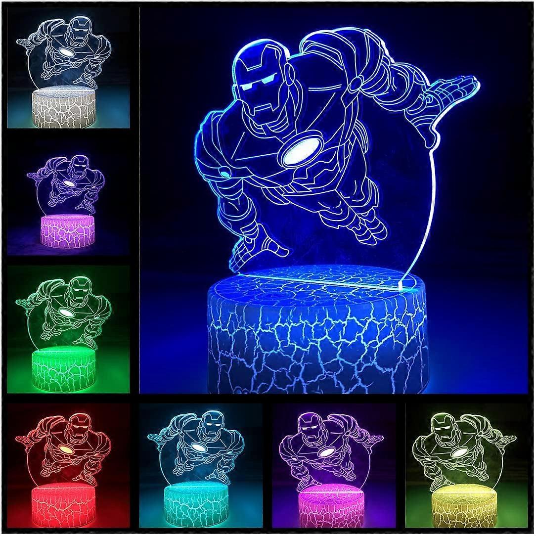 Superhero 3D Night Lights for Kids Gift, Hulk-Ironman 3D LED Deco Lamp ...