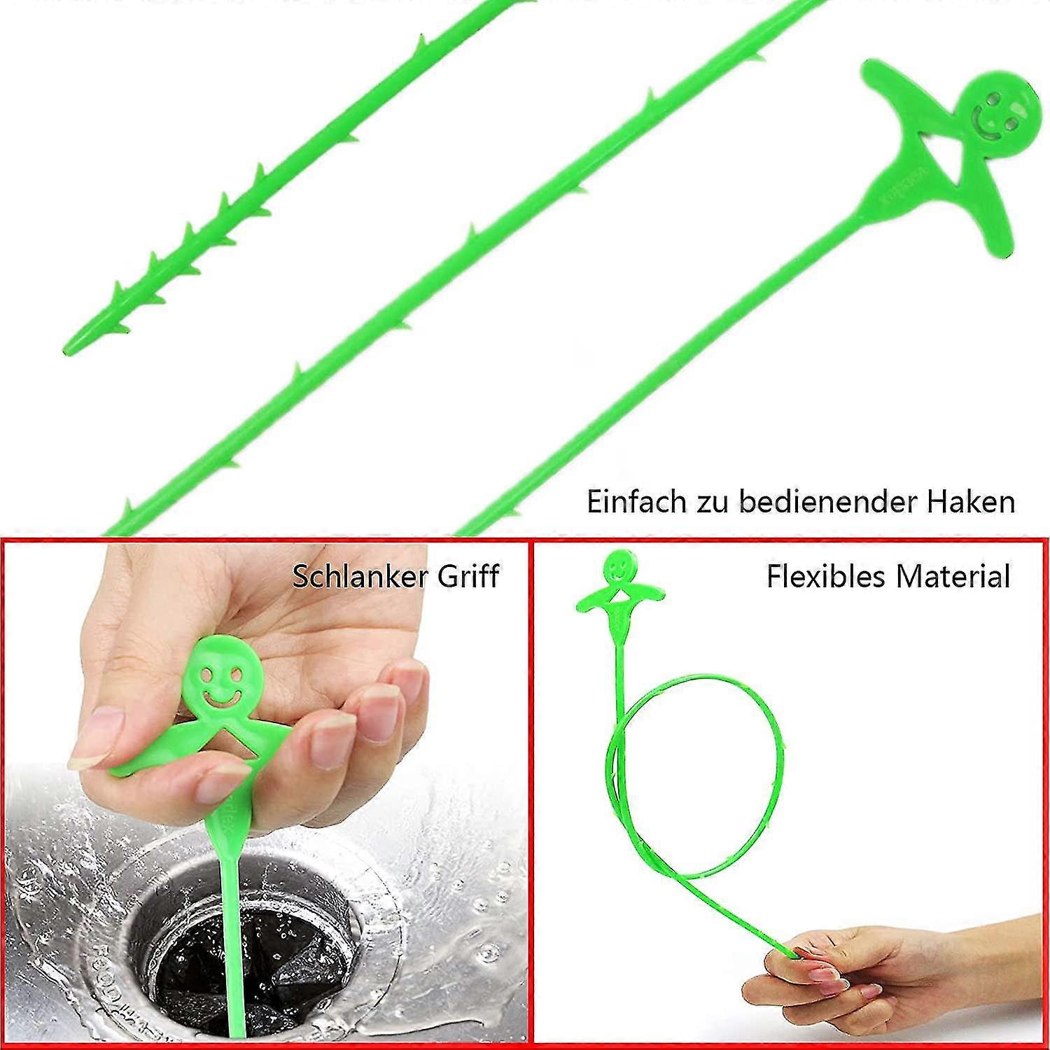 6 Pcs Drain Unblocker, Sink Unclogging Tool, 51cm Plastic Wool Snake ...