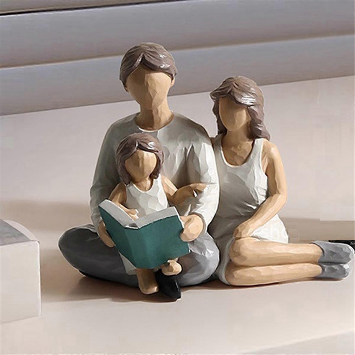 Family of 3 Figurines Decor Resin Family Sculpture Parents and Daughter ...