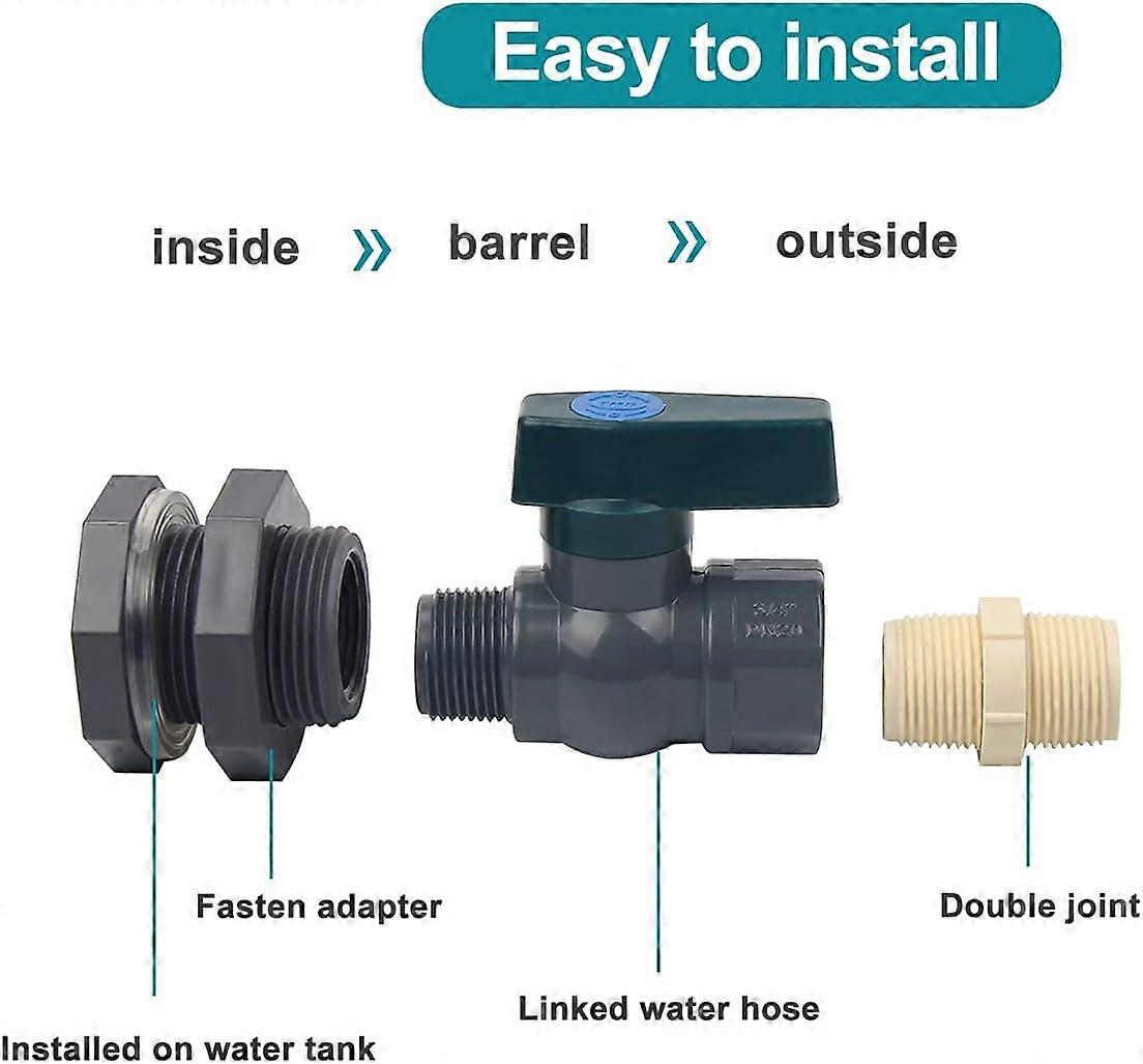 Connector PVC Water Tanks 3/4 Inch PVC Rain Barrel Faucet with Bulkhead ...