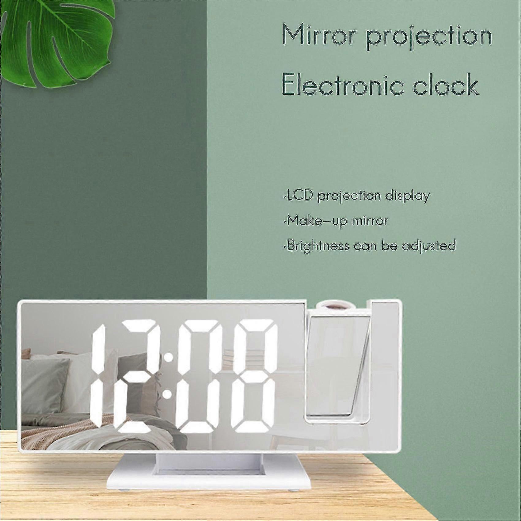 Digital Projection Alarm Clock 7.3 Inch Larger Mirror Led Clock With ...