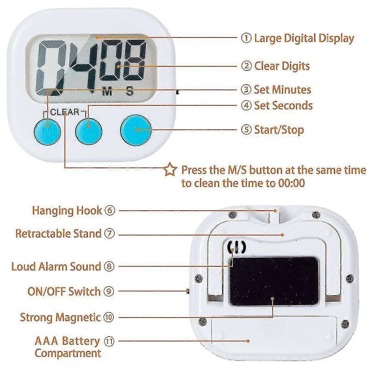 12 Pack Digital Kitchen Timer With On/off Switch, Loud Alarm cy | Fruugo UK