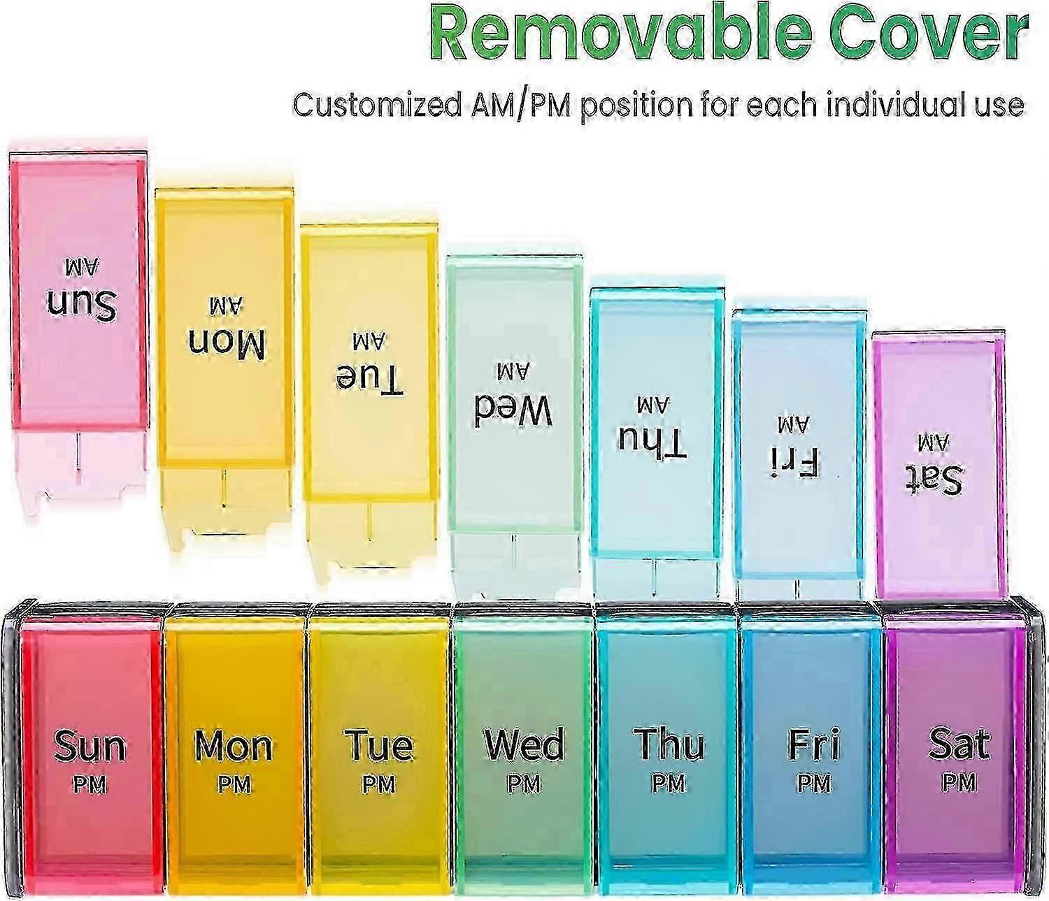 Extra Large Weekly Pill Organizer - 7 Day Pill Box, 14 cells Am Pm Pill ...
