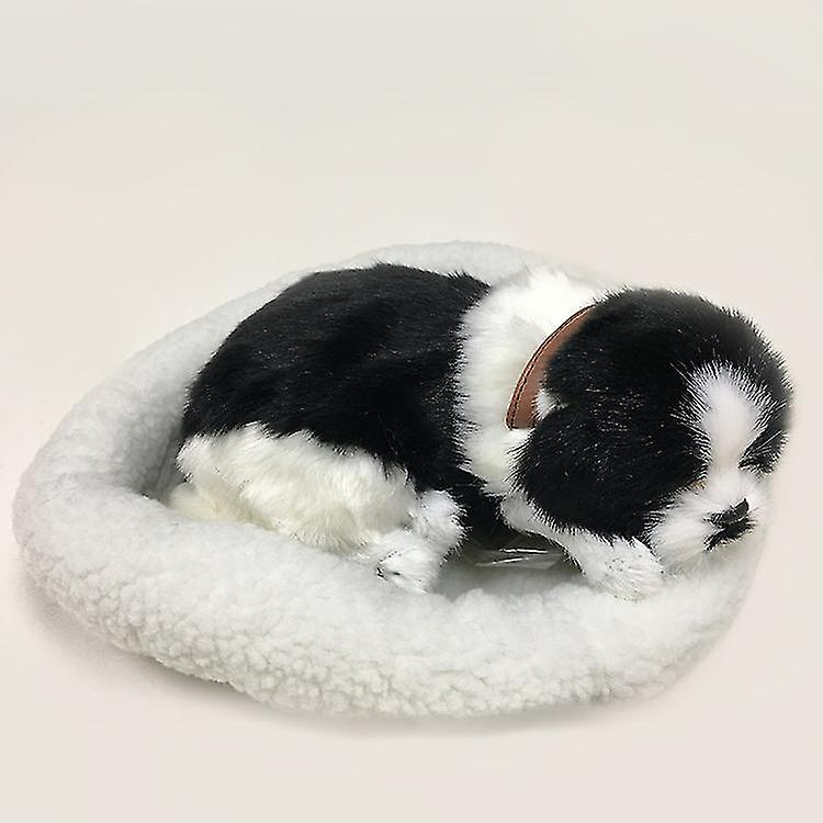 Cute Simulation Sleeping Cat/dog Plush Doll With Nest Breathing Fluffy ...