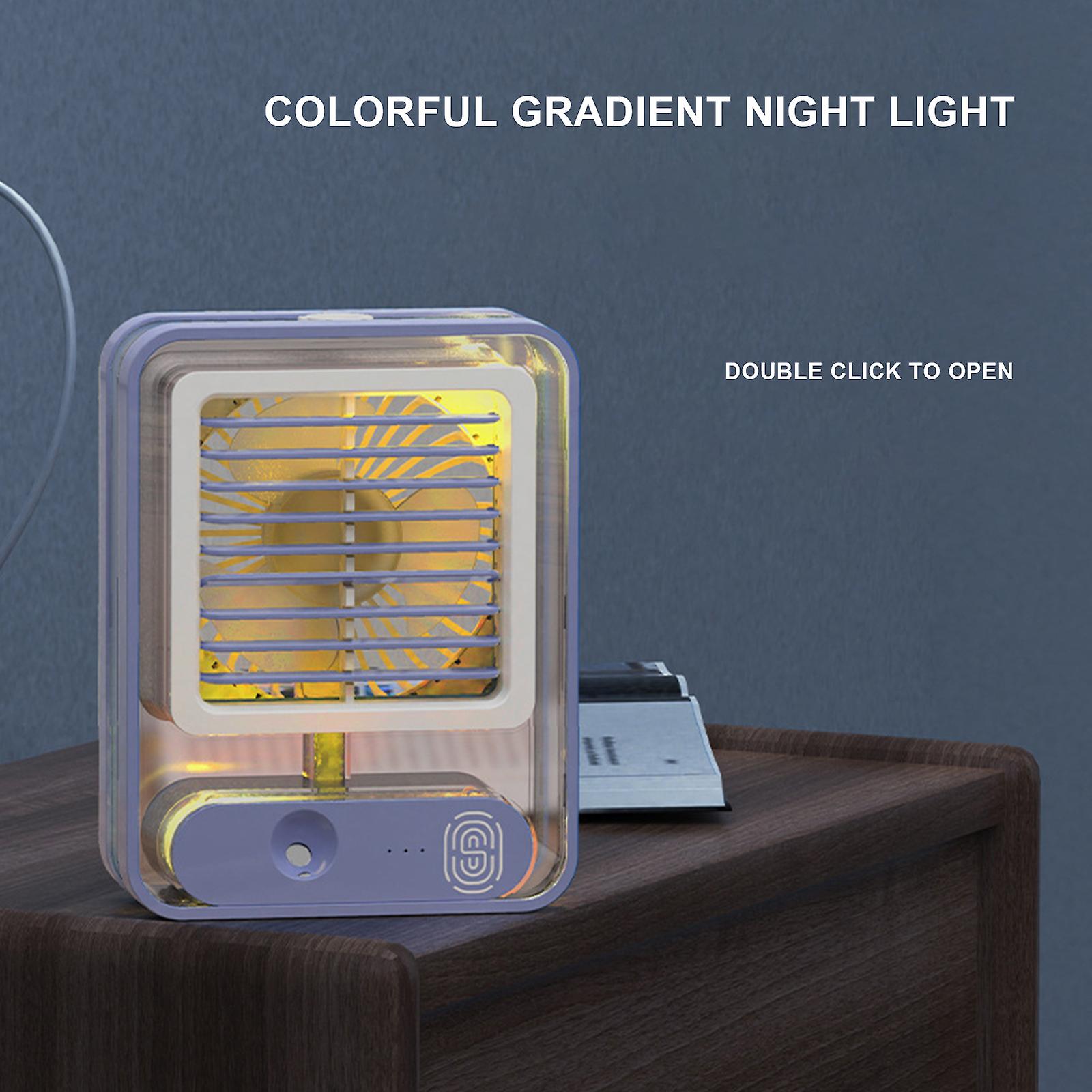 Small Personal Desk Fan with Mist Spray LED Night Light,Electric ...