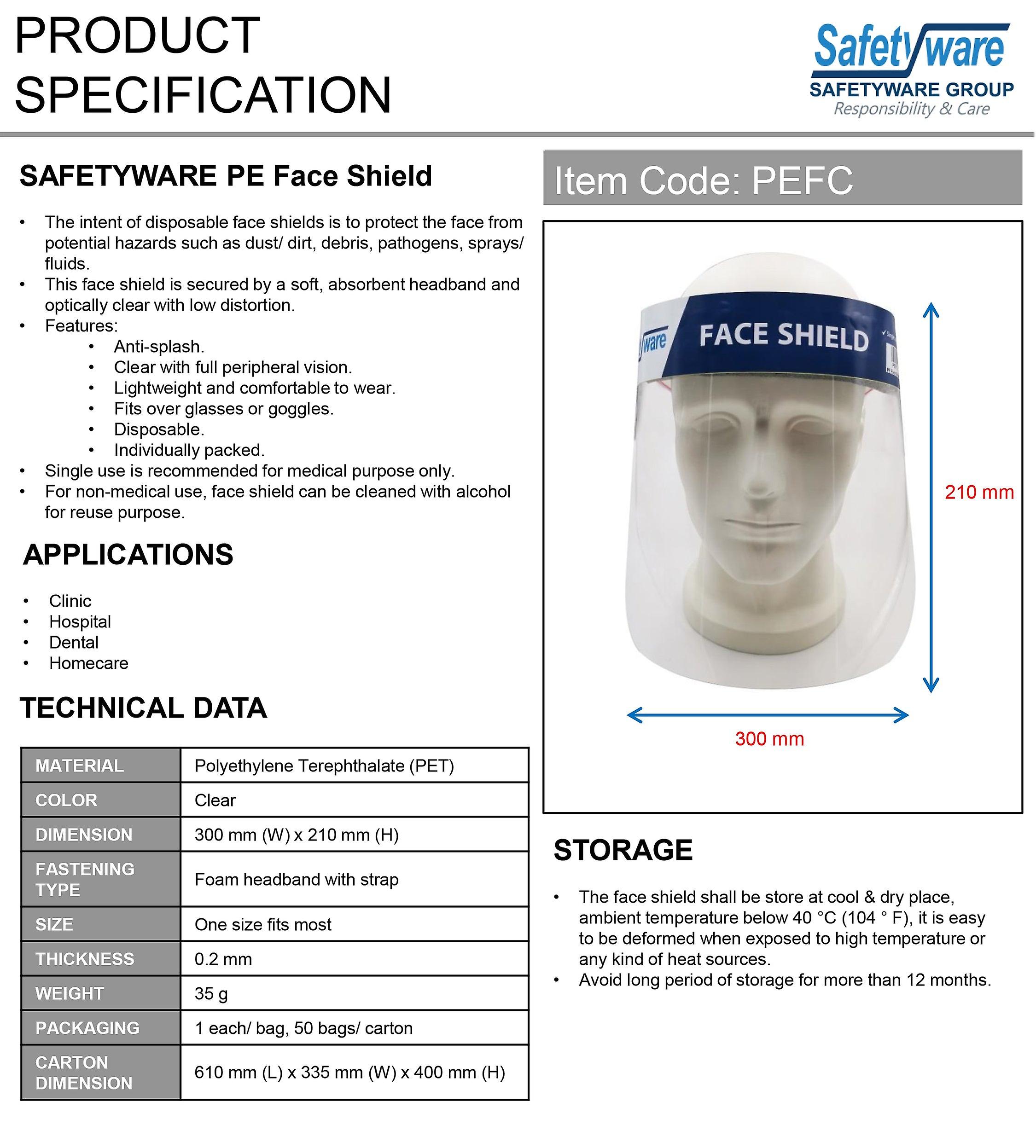 10X Safetyware Safety Full Face Shield Mask Clear Protection Anti-fog ...