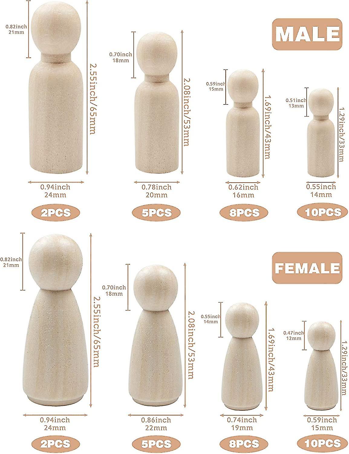 50 Pieces Wooden Figures For Painting, Toy Figures Wooden Family ...