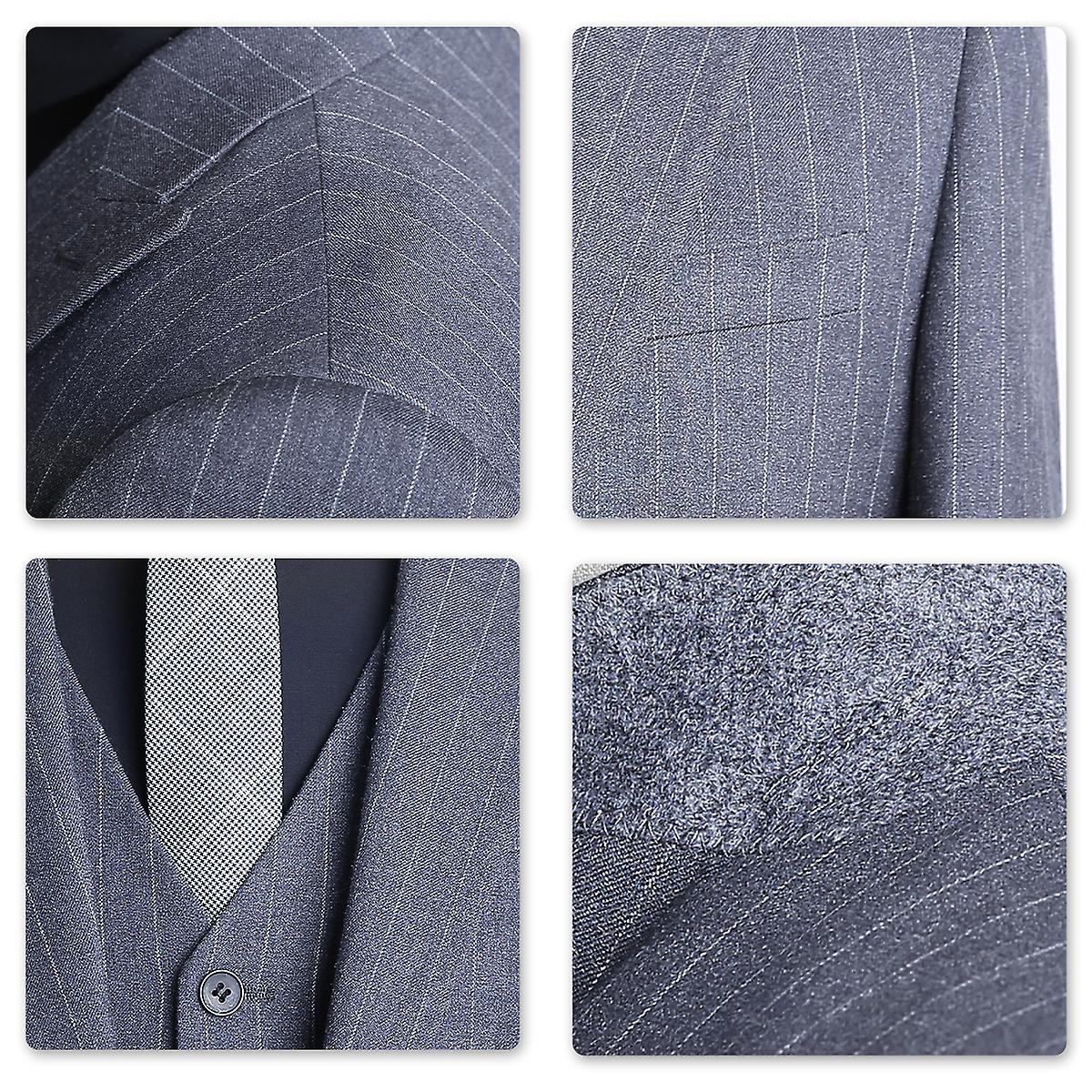 Cloudstyle Men's 3 Piece Striped Peaked Lapel 2 Button Suit Set | Fruugo UK