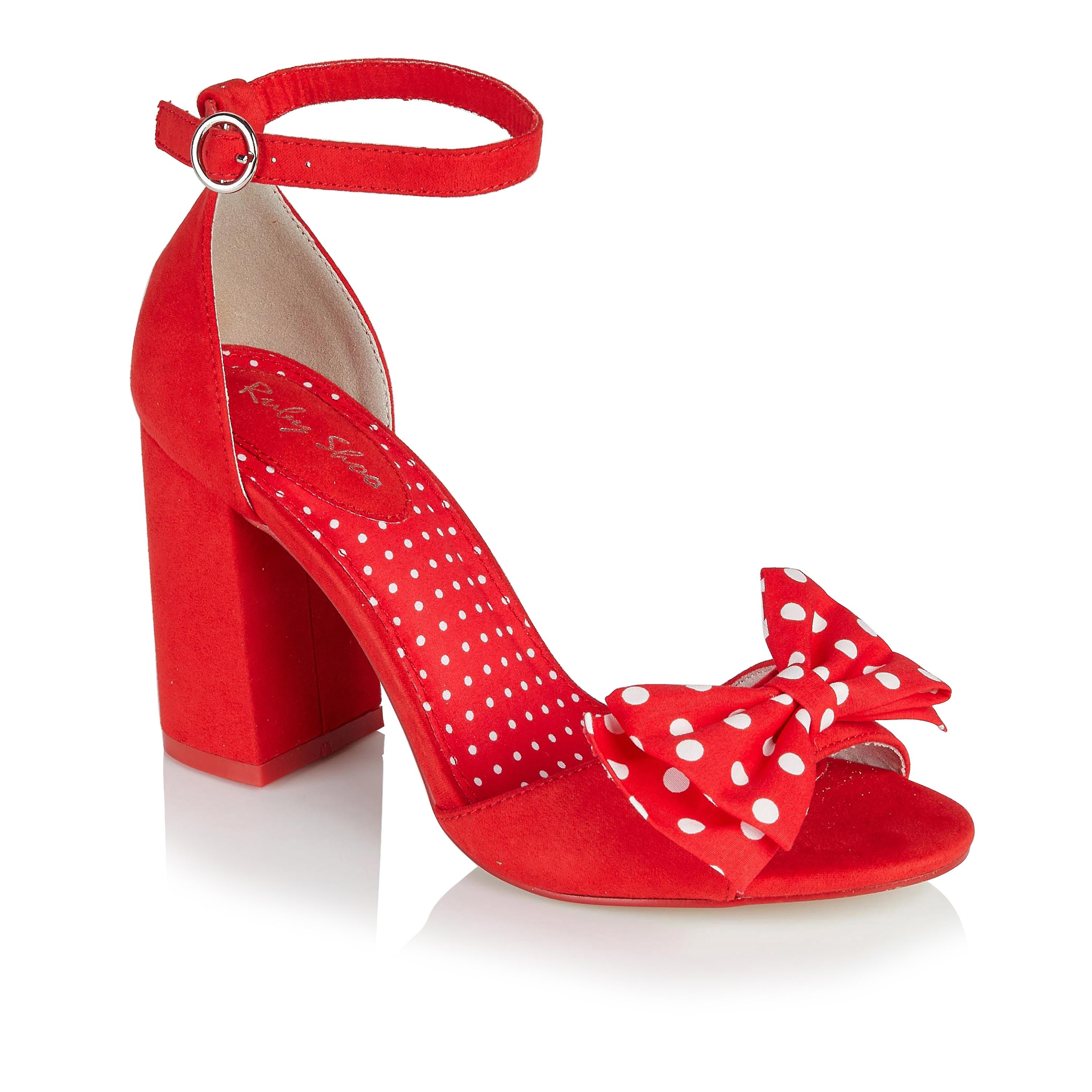 Ruby Shoo Dorry Red Peeptoe Sandal with Bow | Fruugo US