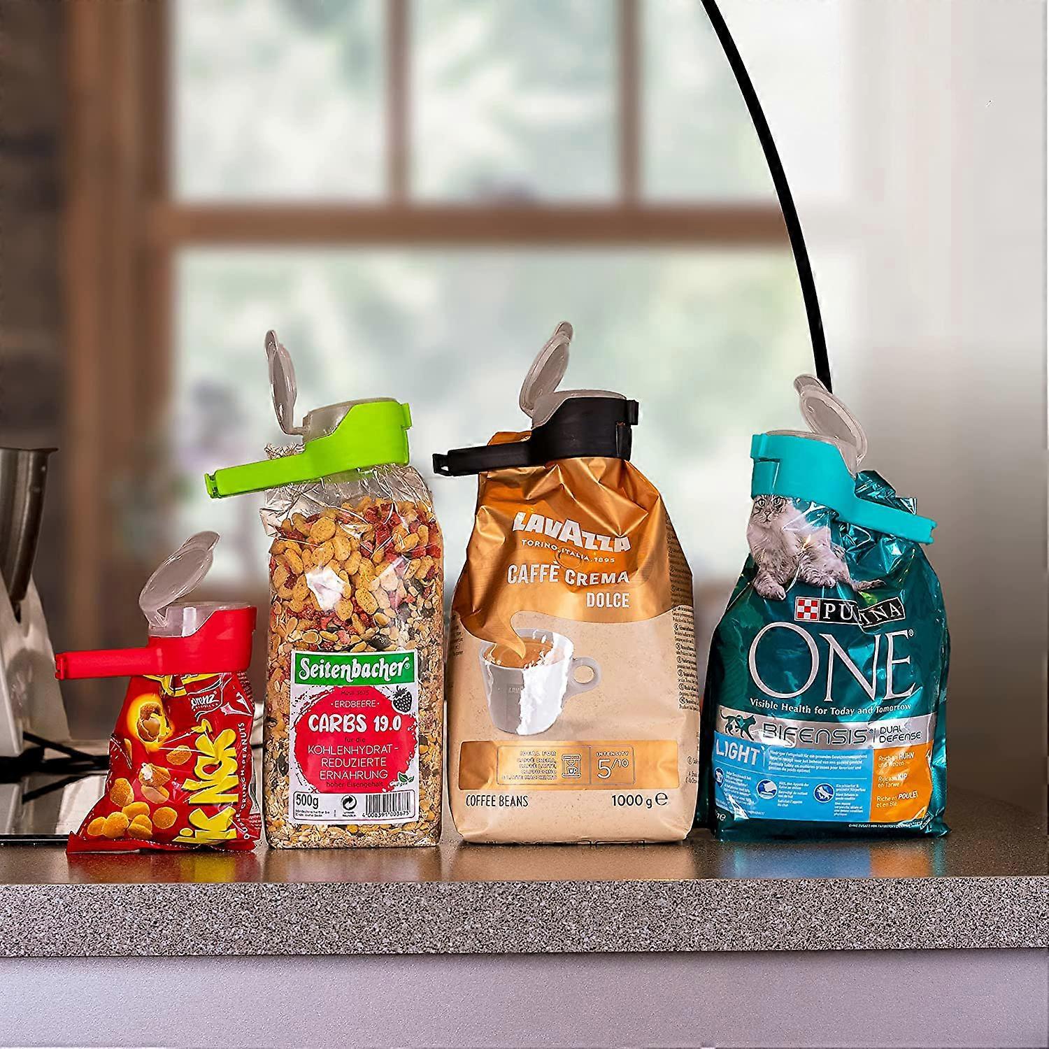 Set of 4 closure clips with spout, kitchen clip, bag clips, snack ...