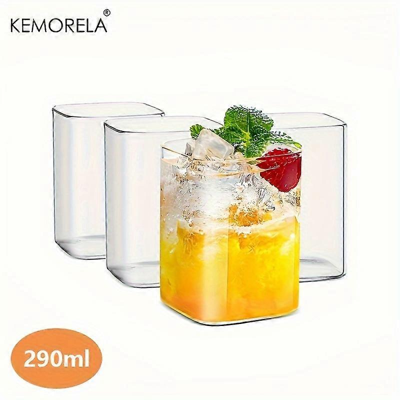 4pcs, Square Drinking Glasses, 13oz Lead-Free Glass, Glass Drink ...