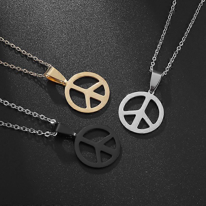 Fashion Men S Stainless Steel Peace Symbol Pendant Necklace Unisex ...